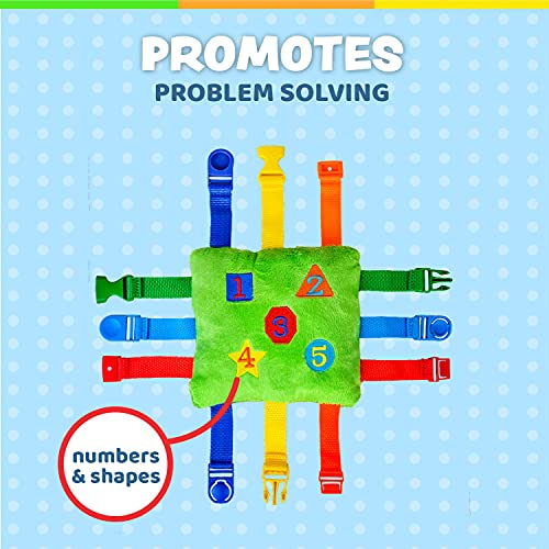 Buckle Toys - Buster Square - Learning Activity Toy - Develop Fine Motor Skills and Problem Solving - Toddler Travel Essential - Educational Classroom Must Have