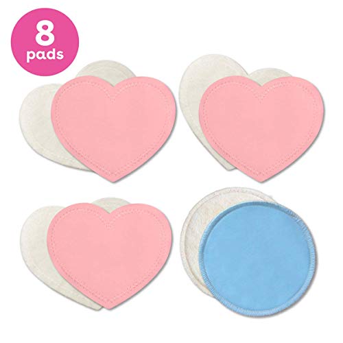 Bamboobies Women’s Nursing Pads, Reusable and Washable, Blue and Light Pink, 3 Regular Pairs and 1 Overnight Pairs, Leak-Proof Pads for Breastfeeding, 4 Pairs