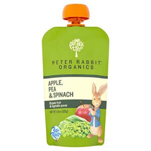 peter rabbit organics, pea, spinach and apple puree, 4.4-ounce pouches (pack of 10)