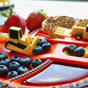 Constructive Eating Made in USA Construction Combo with Utensil Set and Plate for Toddlers, Infants, Babies and Kids - Made with Materials Tested for Safety