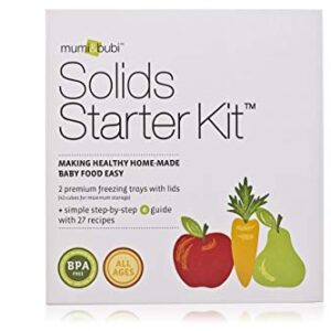 Mumi&Bubi Solids Starter Kit, Two Reusable Baby Food Freezer Storage Trays - Perfect Container for Homemade Baby Food - Each Tray has 21 x 1 oz Cubes, 42 oz Total Capacity