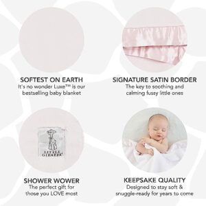 Little Giraffe Baby Blanket - Luxe Soft Blanket with Satin Trim - Baby Stroller Blanket - Newborn Baby Essentials & Baby Gifts - 29x35" - Pink