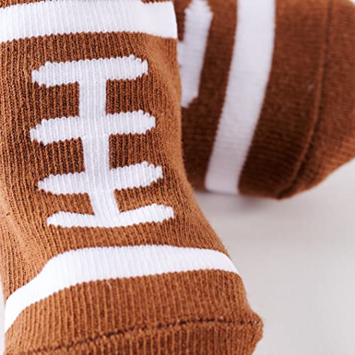 Mud Pie Newborn Baby-Boys Football Socks, Brown/White, 0-12 Months