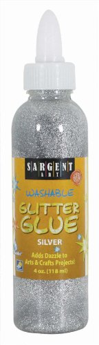 Sargent Art 4-Ounce Glitter Glue, Silver, Non-Toxic, Easy Bonding, Washable