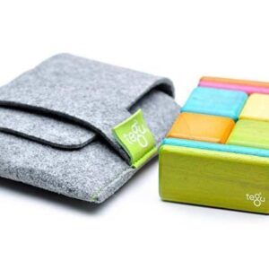 8 Piece Tegu Pocket Pouch Magnetic Wooden Block Set, Tints