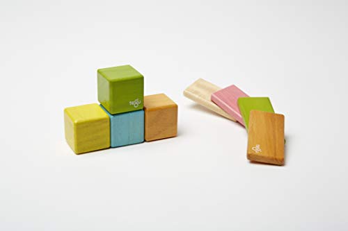 8 Piece Tegu Pocket Pouch Magnetic Wooden Block Set, Tints