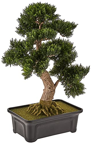 Nearly Natural 4103 24in. Cedar Bonsai Silk Plant,Green