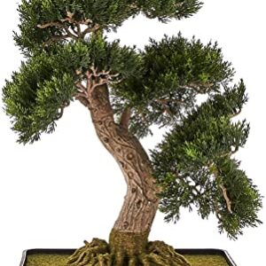 Nearly Natural 4103 24in. Cedar Bonsai Silk Plant,Green