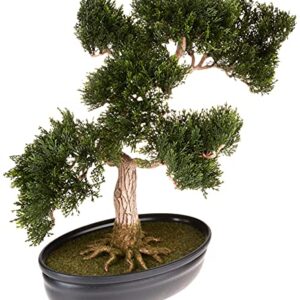 Nearly Natural 4106 16in. Cedar Bonsai Silk Plant,Green