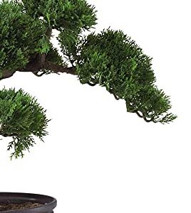 Nearly Natural 4106 16in. Cedar Bonsai Silk Plant,Green