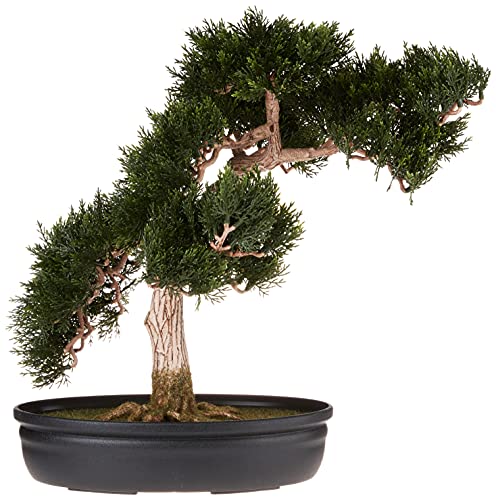 Nearly Natural 4106 16in. Cedar Bonsai Silk Plant,Green