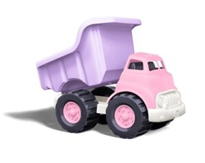 green toys dump truck in pink color - bpa free, phthalates free play toys for improving gross motor, fine motor skills. play vehicles