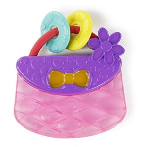 bright starts carry & teethe purse chillable teether toy, ages 3 months +, pretty in pink