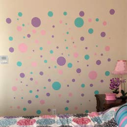 Pastel Polka Dot Wall Decals -Girls Room Decor Stickers Living Room Bedroom, Bathroom, Playroom, Baby Nursery Toddler to Teen DIY Decoration (Pastel)