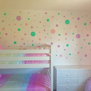 Pastel Polka Dot Wall Decals -Girls Room Decor Stickers Living Room Bedroom, Bathroom, Playroom, Baby Nursery Toddler to Teen DIY Decoration (Pastel)