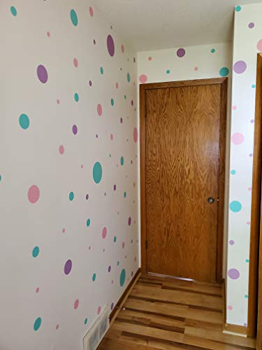 Pastel Polka Dot Wall Decals -Girls Room Decor Stickers Living Room Bedroom, Bathroom, Playroom, Baby Nursery Toddler to Teen DIY Decoration (Pastel)