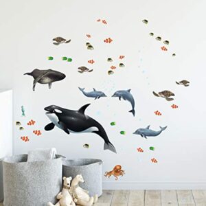 Coral Reef & Seaweed, Ocean Wall Decals, Sea Turtle, Dolphin Fish, Undersea Decor Stickers for Kids Room (34) Underwater Sea Wall Stickers, Boys Girls Toddler Baby Nursery Bedroom, Playroom, Bathroom (Ocean)