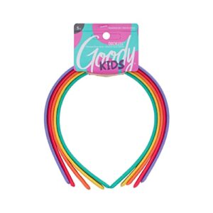 goody kids ouchless classic headband , assorted colors - for all hair types - beautiful design for instant style - pain-free hair accessories for boys, and girls, 5 count (pack of 1)