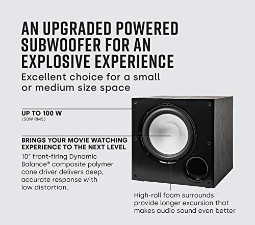 Polk Audio PSW108 10" Powered Subwoofer | 100W Peak Power | Explosive Performance for Movies & Music | Black