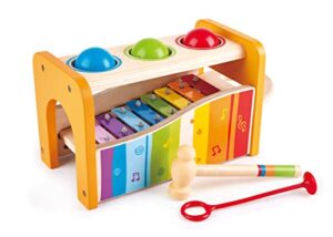 hape pound & tap bench with slide out xylophone - award winning durable wooden musical pounding toy for toddlers