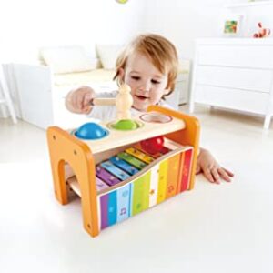 Hape Pound & Tap Bench with Slide Out Xylophone - Award Winning Durable Wooden Musical Pounding Toy for Toddlers