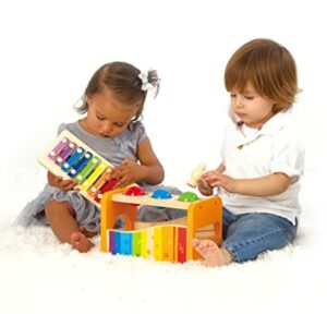 Hape Pound & Tap Bench with Slide Out Xylophone - Award Winning Durable Wooden Musical Pounding Toy for Toddlers