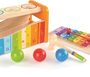 Hape Pound & Tap Bench with Slide Out Xylophone - Award Winning Durable Wooden Musical Pounding Toy for Toddlers