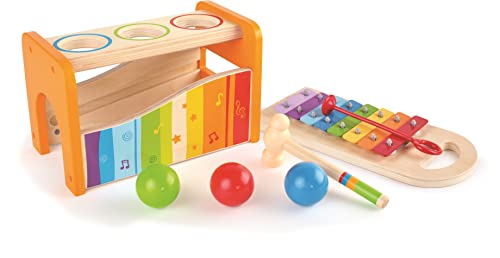 Hape Pound & Tap Bench with Slide Out Xylophone - Award Winning Durable Wooden Musical Pounding Toy for Toddlers