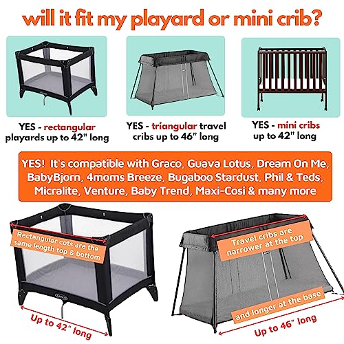 SnoozeShade Pack and Play Blackout Tent - Crib Canopy for Toddler Travel Bed, Award-Winning and Safety Tested Baby Travel Essential to Block 94% of Light, Breathable Tent Cover for Baby Pack and Play