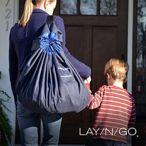 Lay-n-Go 2-in-1 Extra Large Portable Drawstring Toys Storage Organizer and Play Mat for Room and Travel, Made for Kids and Toddlers with a Durable Patented Design, 60 inch, Blue