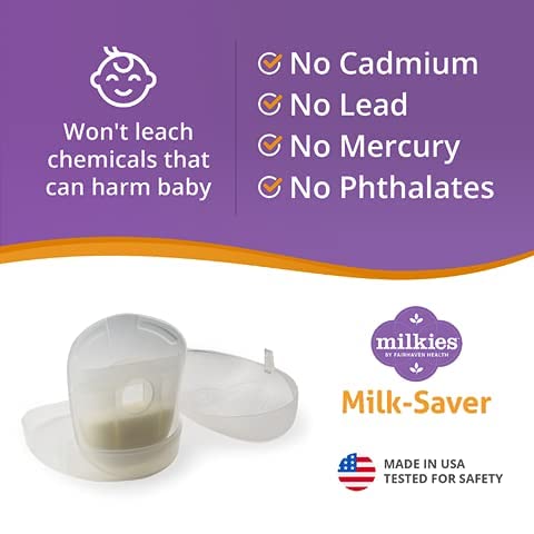 Fairhaven Health Milkies Milk-Saver, Milk Catcher for Breastmilk, Shell to Collect Leaking Breastmilk, Collector Cup for Nursing & Breastfeeding, Saves Up to 2 Ounces of Leaking Liquid Gold, Silicone-Free