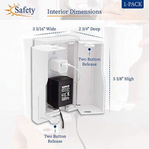 Safety Innovations Twin Door Baby Safety Outlet Cover Box for Babyproofing Outlets - More Interior Space for Extra Large Electrical Plugs and Adapters - Easy to Install - Easy to Use, (1-Pack)