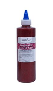 handy art washable glitter glue 8 ounce, red