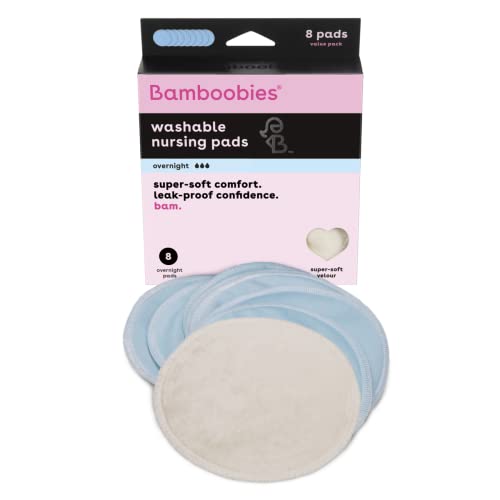 Bamboobies Nursing Pads for Breastfeeding Reusable Washable Breast Pads Super Soft Rayon Made From Bamboo Milk Proof Liner Perfect Baby Shower Gifts, Blue