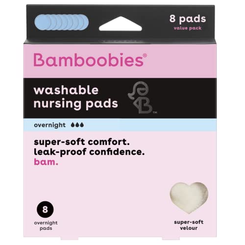 Bamboobies Nursing Pads for Breastfeeding Reusable Washable Breast Pads Super Soft Rayon Made From Bamboo Milk Proof Liner Perfect Baby Shower Gifts, Blue