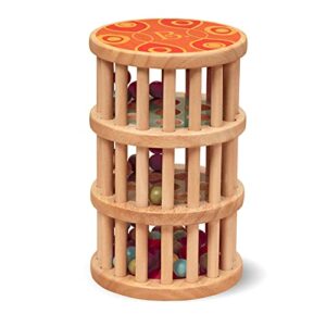 b. toys by battat b. a-maze rain rush dexterity toy – classic baby rainmaker toy – development natural wooden toys for toddlers