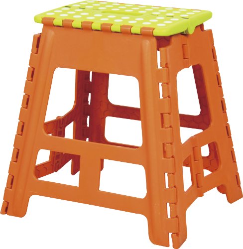 AZUMAYA BLC-312OR Cluster Stool, Folding Step Stool, Large, Orange