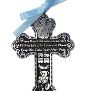 Cathedral Art CM6 Baby Boy Cross Crib Medal, 3-Inch High