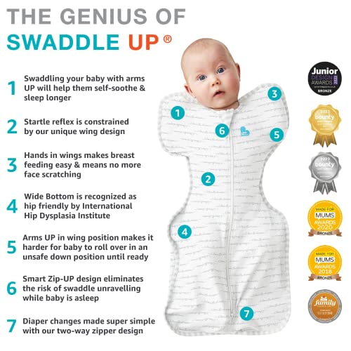 Love To Dream Swaddle UP, Organic, Cream, Medium, 13-19 lbs., Dramatically Better Sleep, Allow Baby to Sleep in Their Preferred arms up Position for self-Soothing, snug fit Calms Startle Reflex