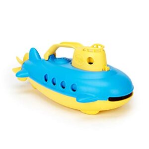 Green Toys Submarine in Yellow & blue - BPA Free, Phthalate Free, Bath Toy with Spinning Rear Propeller. Safe Toys for Toddlers, Babies