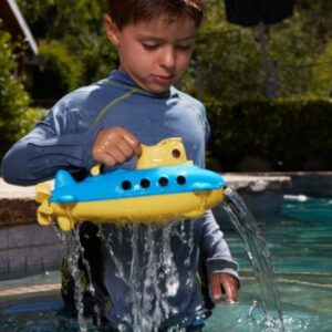 Green Toys Submarine in Yellow & blue - BPA Free, Phthalate Free, Bath Toy with Spinning Rear Propeller. Safe Toys for Toddlers, Babies