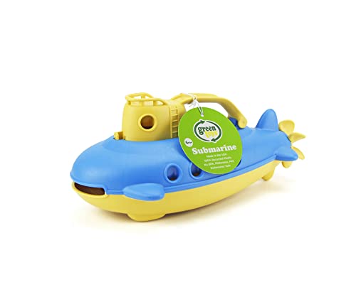 Green Toys Submarine in Yellow & blue - BPA Free, Phthalate Free, Bath Toy with Spinning Rear Propeller. Safe Toys for Toddlers, Babies