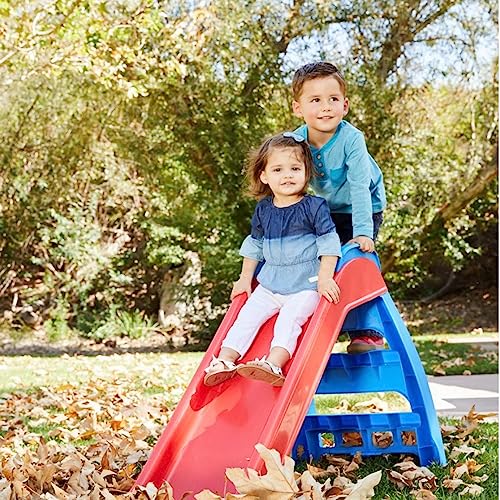 Little Tikes First Slip And Slide, Easy Set Up Playset for Indoor Outdoor Backyard, Easy to Store, Safe Toy for Toddler,Kids (Red/Blue), 39.00''L x 18.00''W x 23.00''H