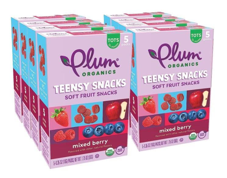 Plum Organics | Teensy Fruit Snacks | Organic Toddler & Kids Snacks | Berry | 0.35 Ounce Snack (40 Total) Packaging May Vary