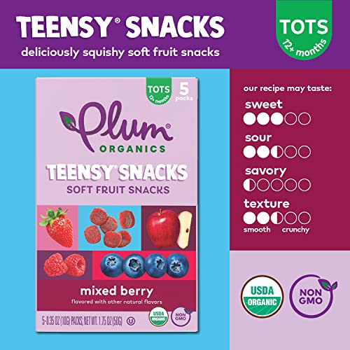 Plum Organics | Teensy Fruit Snacks | Organic Toddler & Kids Snacks | Berry | 0.35 Ounce Snack (40 Total) Packaging May Vary