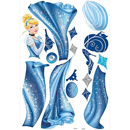 RoomMates RMK1957GM Disney Princess Cinderella Glamour Peel and Stick Giant Wall Decal,Blue