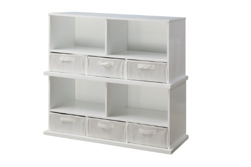 Stackable 5 Shelf Storage Organizing Cubby with 3 Fabric Baskets