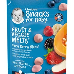 Gerber Snacks for Baby Fruit & Veggie Melts, Very Berry Blend, 1 Ounce (Pack of 7)