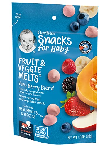 Gerber Snacks for Baby Fruit & Veggie Melts, Very Berry Blend, 1 Ounce (Pack of 7)