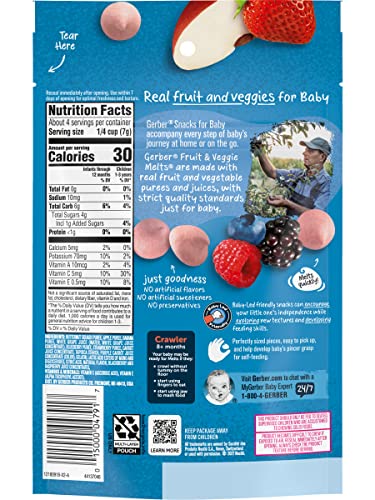 Gerber Snacks for Baby Fruit & Veggie Melts, Very Berry Blend, 1 Ounce (Pack of 7)